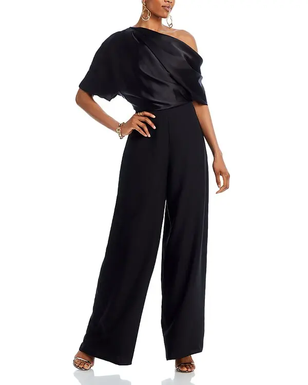 Amsale Off-the-shoulder Wide Leg Jumpsuit - Black