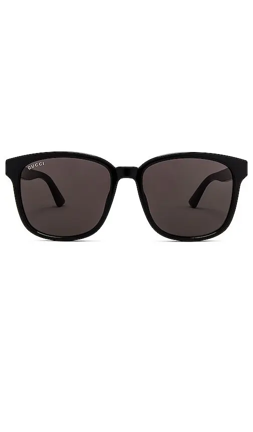 Gucci Lines Square Sunglasses - Shiny Black & Grey