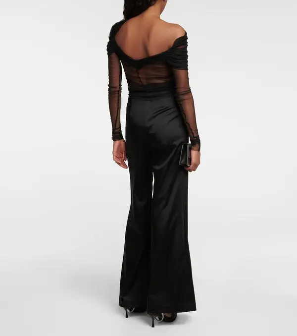 Christopher Esber Sheer Off-the-shoulder Silk Top - Black