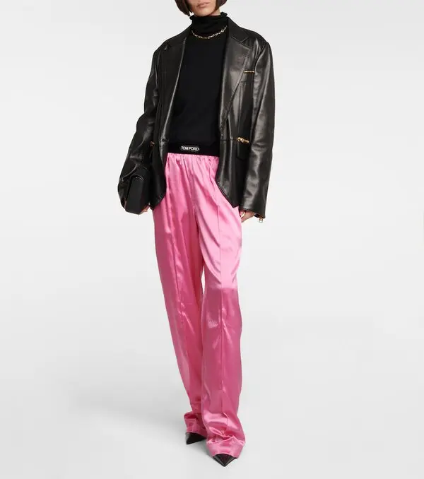 TOM FORD High-rise Satin Pants - Pink