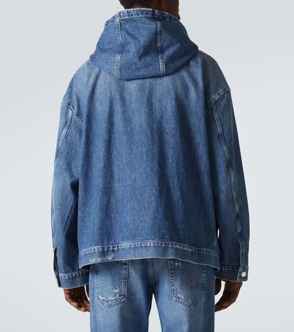 Dolce & Gabbana Zip-up Denim Jacket With Hood - Blue