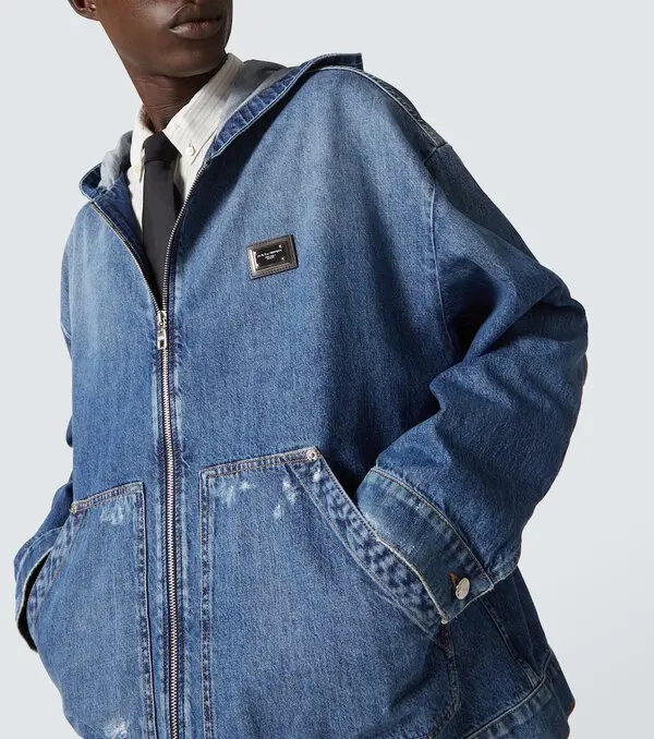 Dolce & Gabbana Zip-up Denim Jacket With Hood - Blue