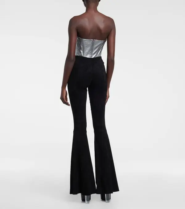 Stouls High-rise Suede Flared Pants