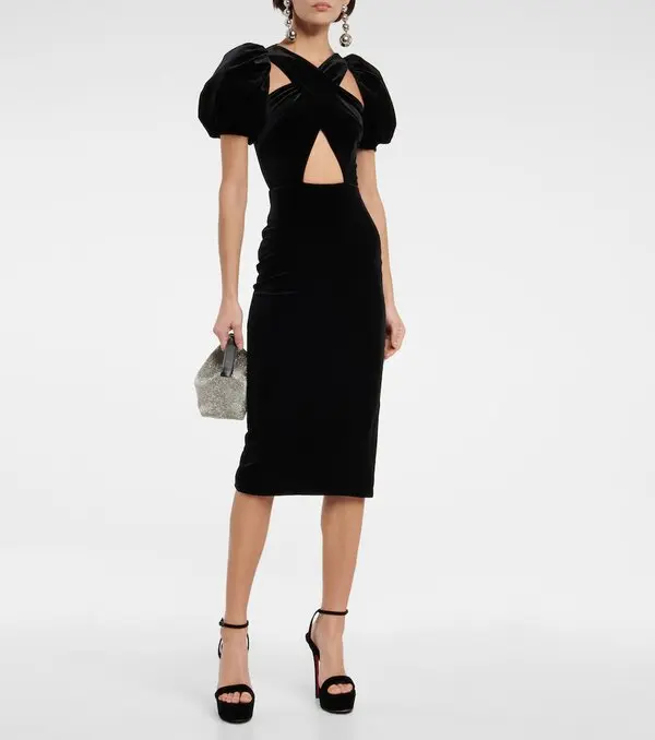 CHRISTOPHER KANE Wrap Velvet Midi Dress