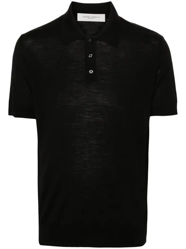 GOLDEN GOOSE Fine-knit Polo Shirt - Black