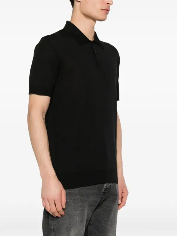 GOLDEN GOOSE Fine-knit Polo Shirt - Black