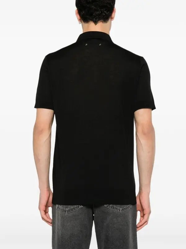GOLDEN GOOSE Fine-knit Polo Shirt - Black