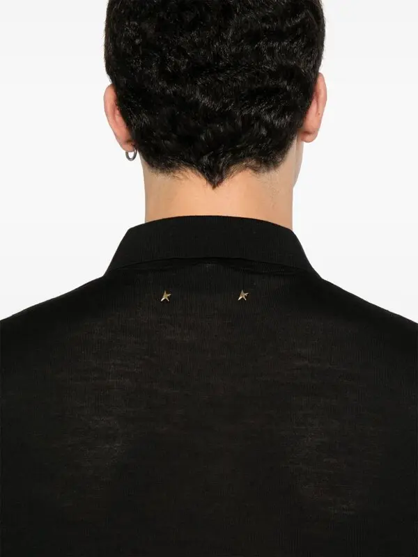 GOLDEN GOOSE Fine-knit Polo Shirt - Black
