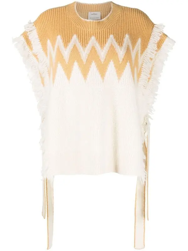 ONEFIFTEEN Fringe-detail Knit Top - Yellow
