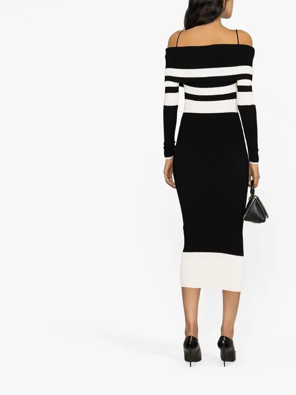 Attico Striped Off-shoulder Knitted Dress