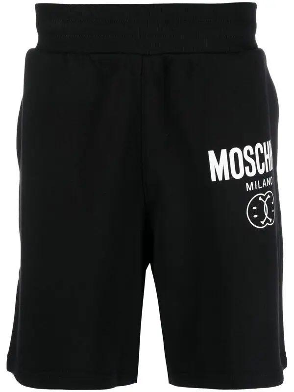 Moschino X Smiley Cotton Jersey Shorts - Black