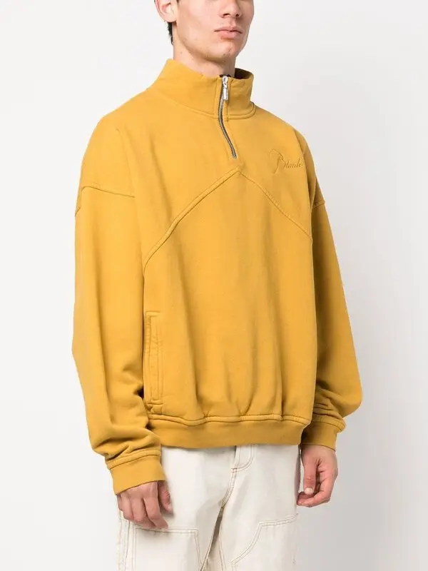 Rhude Logo-emboridered Quarter-zip Sweatshirt