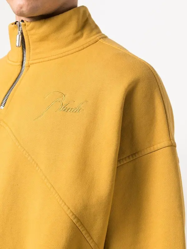 Rhude Logo-emboridered Quarter-zip Sweatshirt