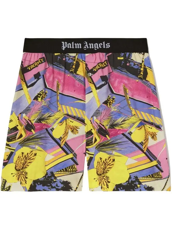 Palm Angels Miami Floral-print Deck Shorts - Pink