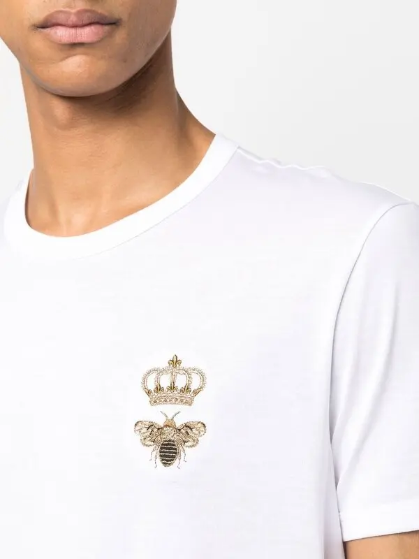 Dolce & Gabbana Embroidered Bee Cotton T-shirt - White