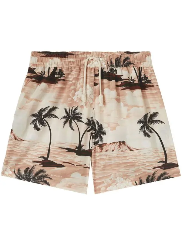 Palm Angels Dream Drawstring Swim Shorts - Neutrals