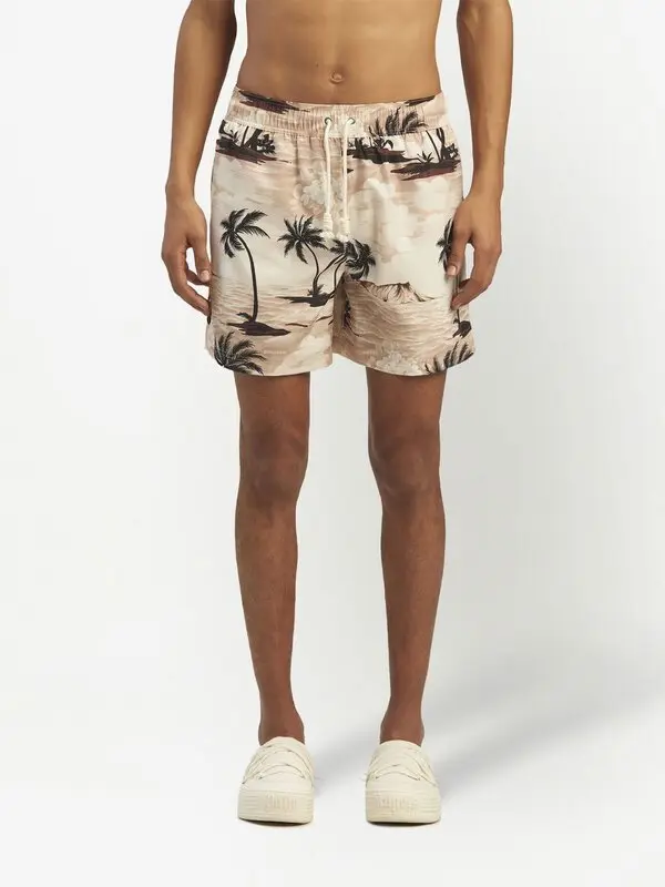 Palm Angels Dream Drawstring Swim Shorts - Neutrals