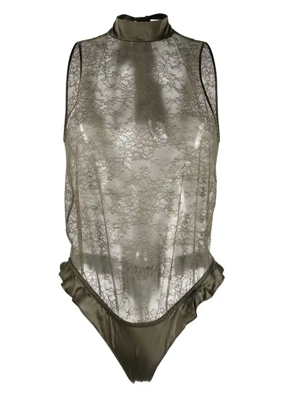 MAISON CLOSE Rear Tie-fastening Lace Body - Green