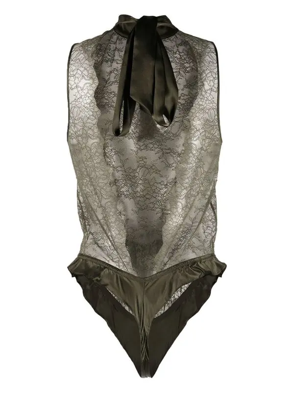 MAISON CLOSE Rear Tie-fastening Lace Body - Green