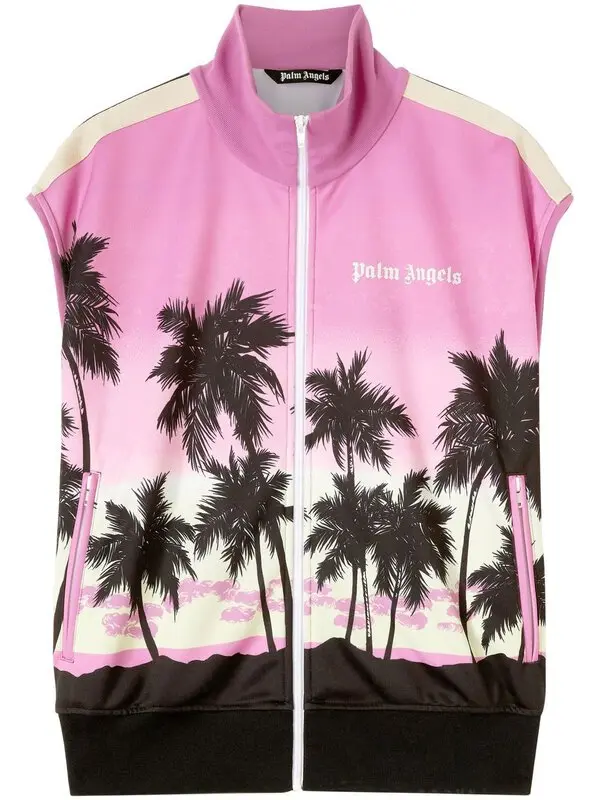 Palm Angels Sunset-print Striped Track Gilet - Purple