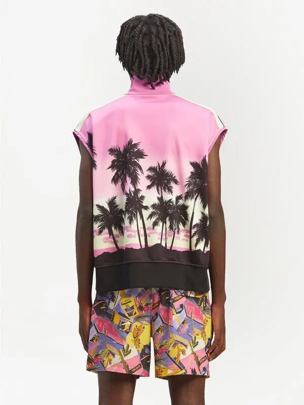 Palm Angels Sunset-print Striped Track Gilet - Purple