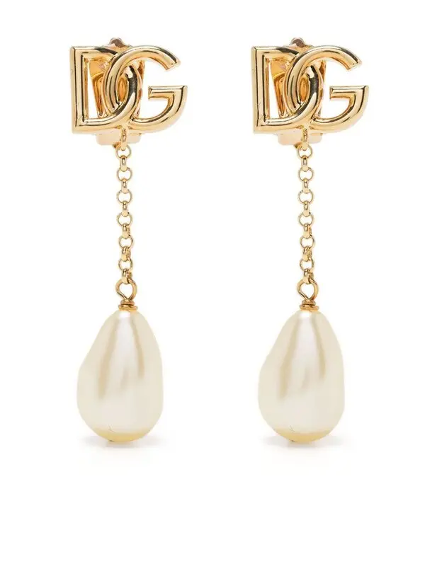 Dolce & Gabbana Logo Drop Earrings - Gold