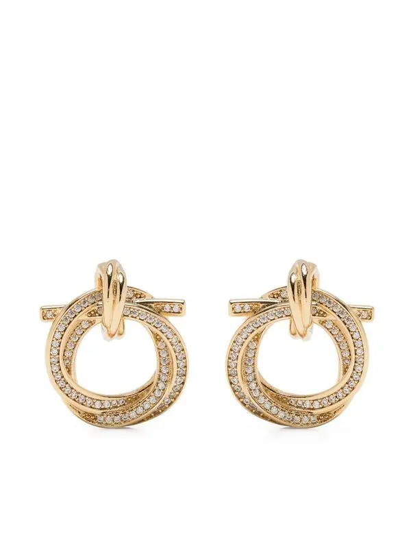FERRAGAMO Crystal-embellished Hoop Earrings - Gold