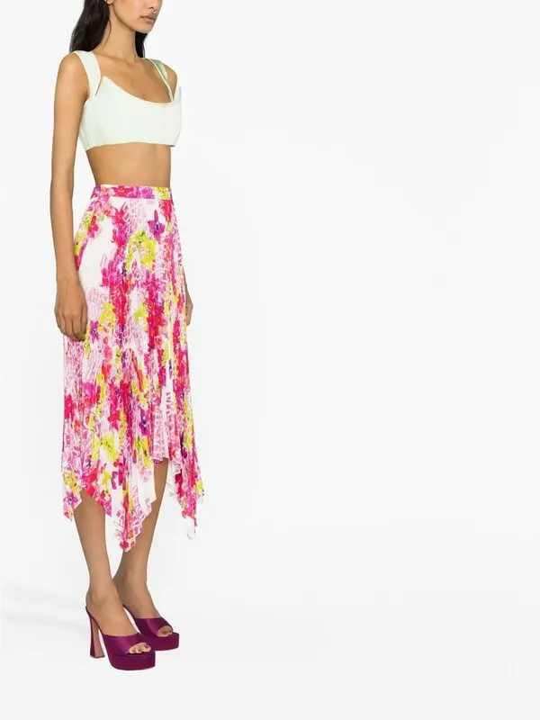 Versace Floral-print Pleated Skirt