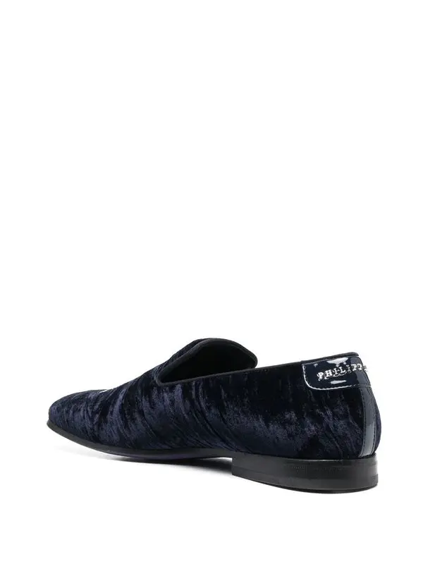 Philipp Plein Skull Bones Velvet Loafers