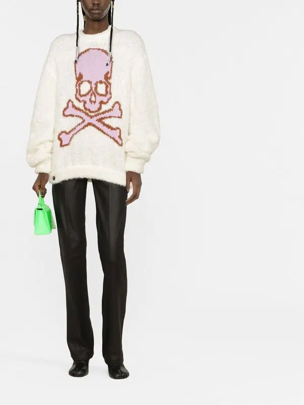 Philipp Plein Skull & Bones Knitted Jumper - Neutrals