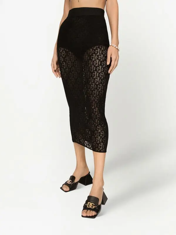Dolce & Gabbana Dg-logo Tulle Pencil Skirt