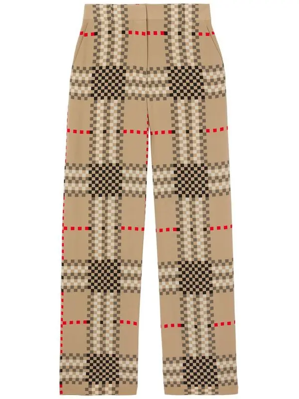 Burberry Pixel Check Wide-leg Trousers - Neutrals