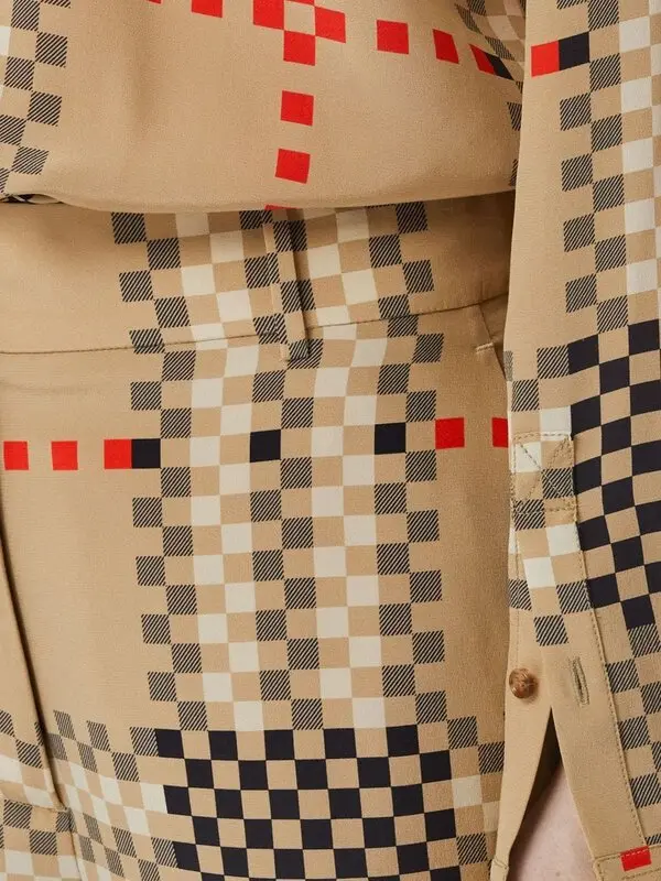 Burberry Pixel Check Wide-leg Trousers - Neutrals