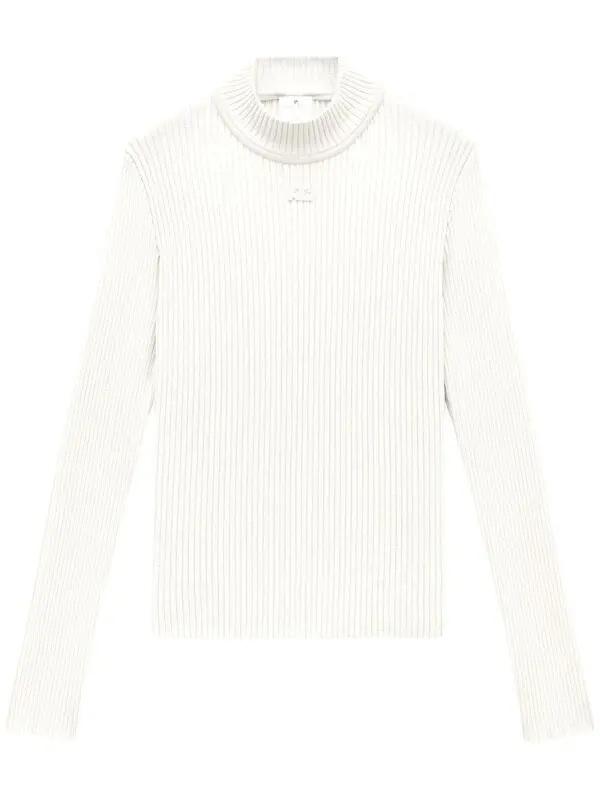 COURREGES Rib-knit Mock-neck Jumper - White