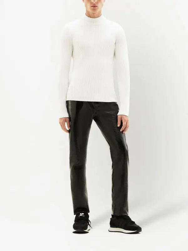 COURREGES Rib-knit Mock-neck Jumper - White