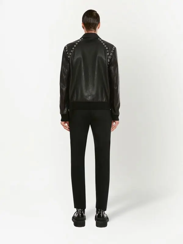 Alexander McQueen Punch-holes Zip-up Leather Jacket