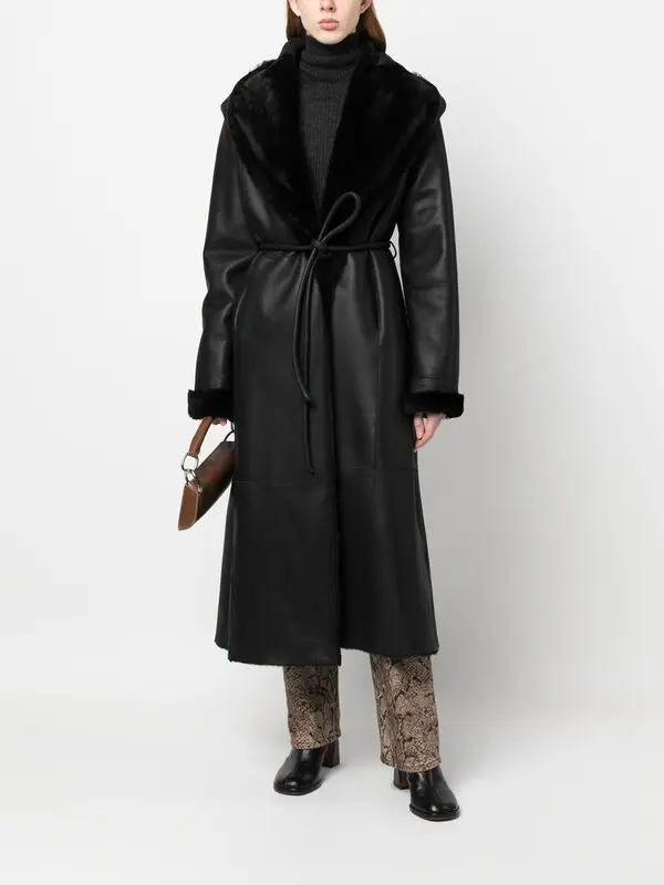 LISKA Tie-front Sheepskin Coat