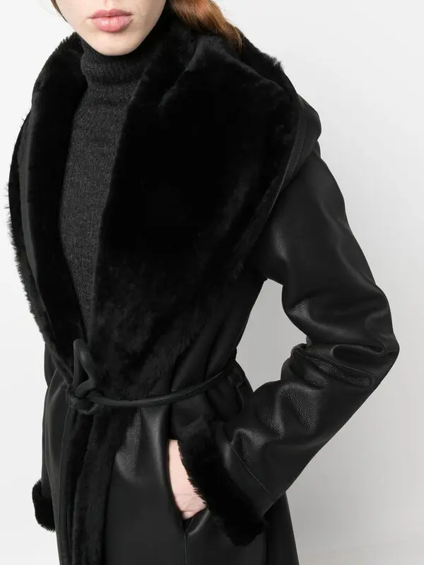 LISKA Tie-front Sheepskin Coat