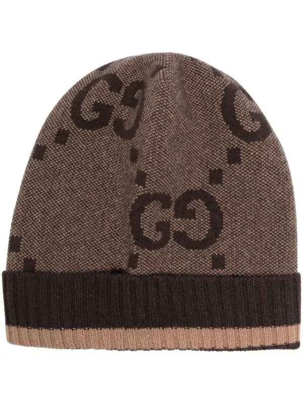 Gucci Gg Jacquard Cashmere Beanie - Neutrals
