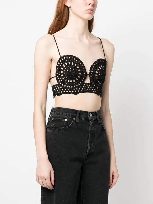 Stella McCartney Broderie-anglaise Cropped Top - Black