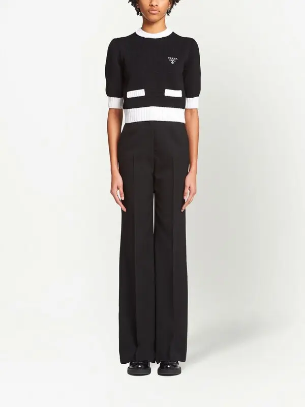 Prada Logo-embroidered Cropped Sweater