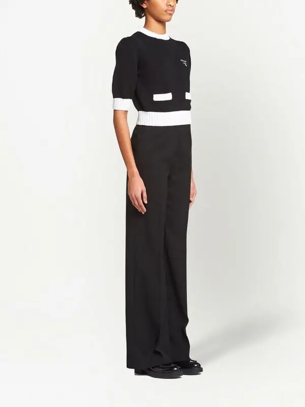 Prada Logo-embroidered Cropped Sweater