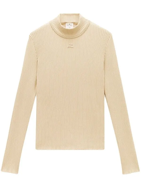 COURREGES Rib-knit Mock-neck Jumper - Neutrals