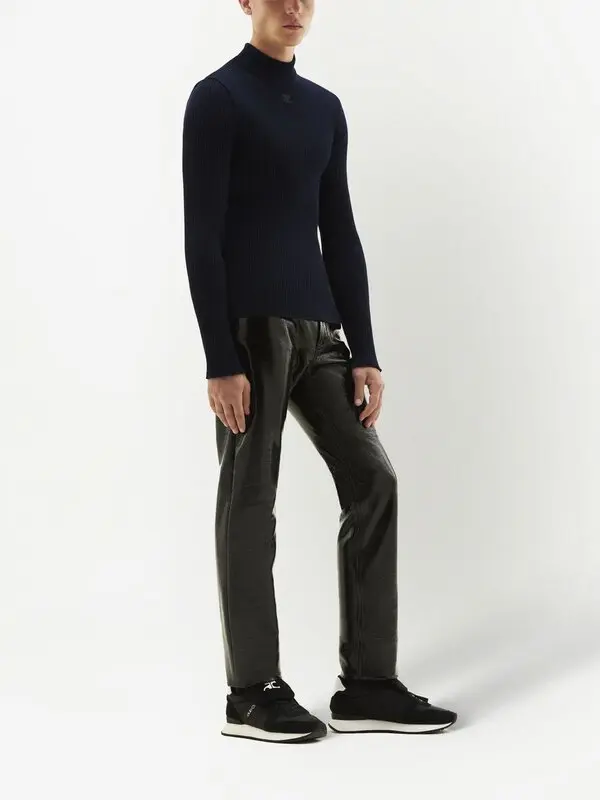 COURREGES Rib-knit Mock-neck Jumper - Blue