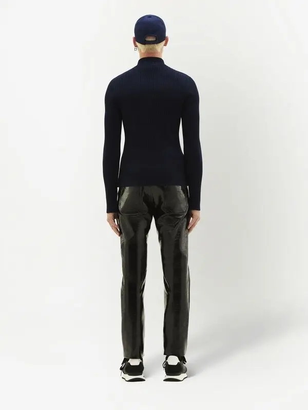 COURREGES Rib-knit Mock-neck Jumper - Blue