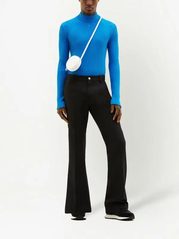 COURREGES Ribbed-knit Mock-neck Jumper - Blue