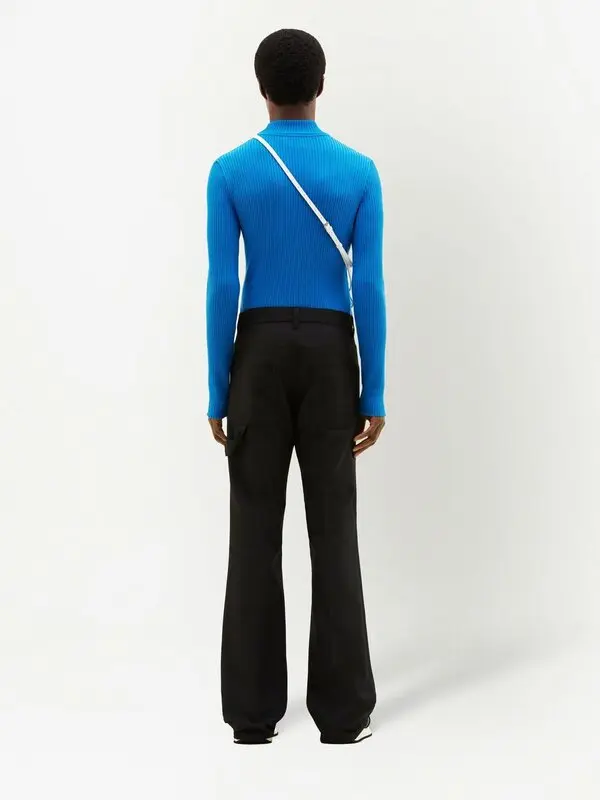 COURREGES Ribbed-knit Mock-neck Jumper - Blue