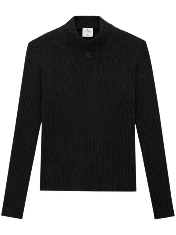 COURREGES Logo-patch Rib-knit Jumper - Black