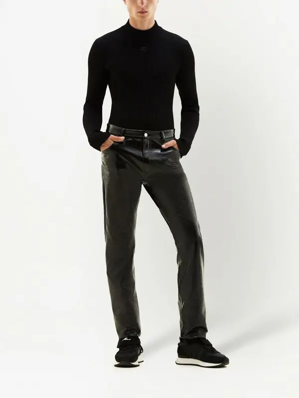 COURREGES Logo-patch Rib-knit Jumper - Black