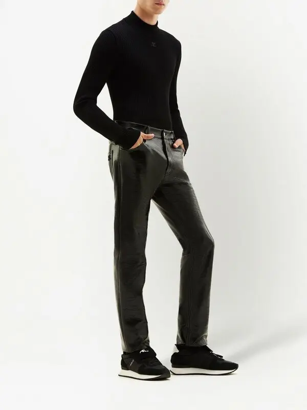 COURREGES Logo-patch Rib-knit Jumper - Black